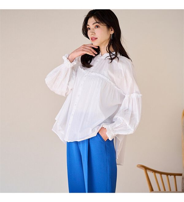 綿100％袖ボリューム刺しゅうブラウス - ベルーナ【公式】