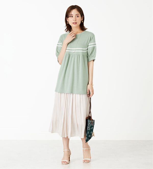 配色ライン使いカットソーチュニック - ベルーナ【公式】