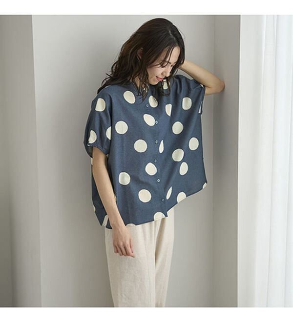 コットンリネンドットプリントゆるブラウス - ベルーナ【公式】