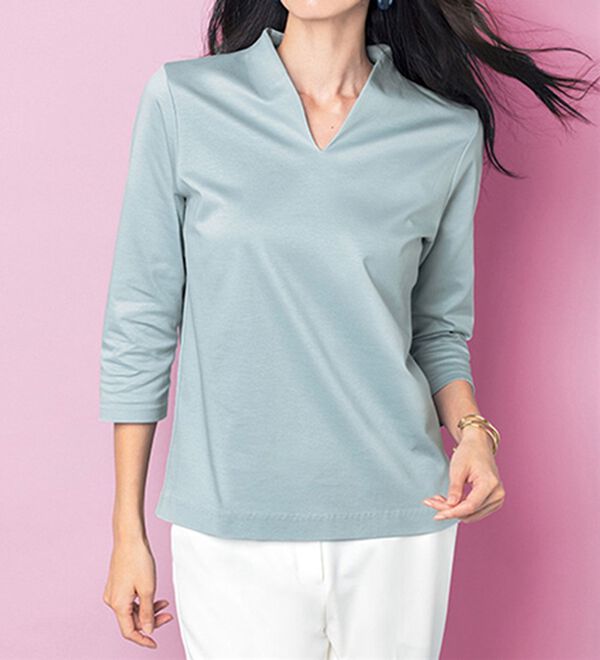 ＜VINNO＞美の艶感コットン100％Tシャツ - ベルーナ【公式】