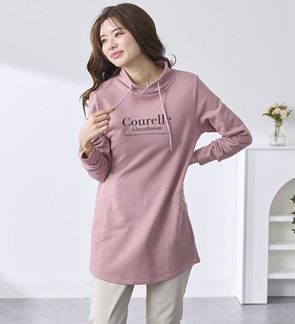 衿デザイン裏毛ロゴチュニック - ベルーナ【公式】